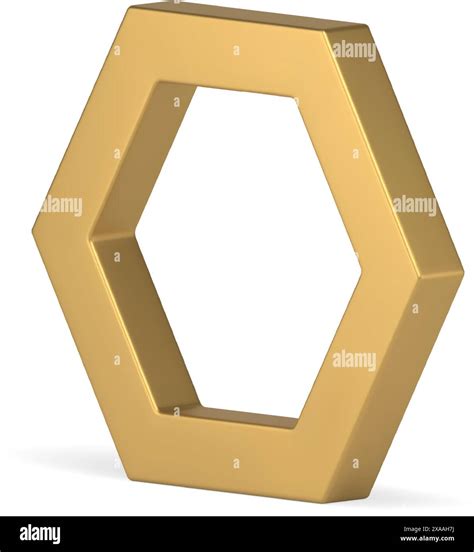 Golden Polygonal Border Decorative Metallic Minimalist Geometric Figure
