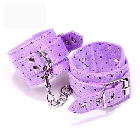 Purple Heart Handcuffs Lace And Leather