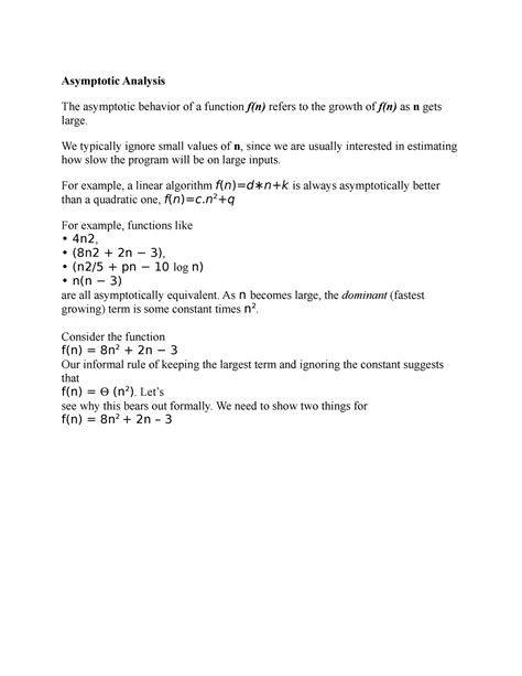 lecture 3 tariq usman asymptotic analysis the asymptotic behavior