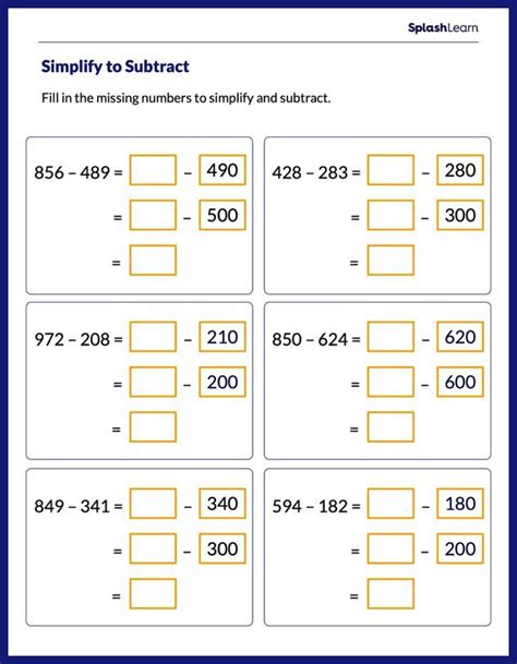 Subtraction Strategies Within 1000 Worksheets For 3rd Graders Online