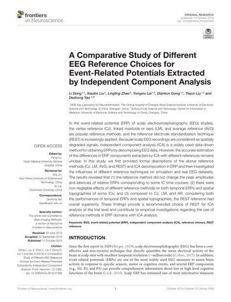 Pdf A Comparative Study Of Different Eeg Reference Choices For Event Related Potentials