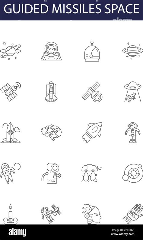 Guided Missiles Space Line Vector Icons And Signs Science Guided
