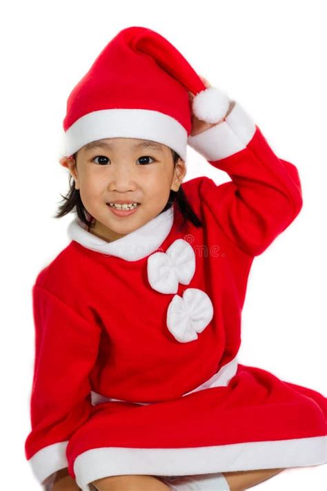 Asian Chinese Santa Girl Stock Image Image Of Innocent 55378967