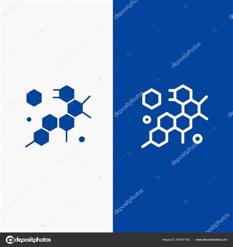Cell Molecule Science Line And Glyph Solid Icon Blue Banner Li Stock
