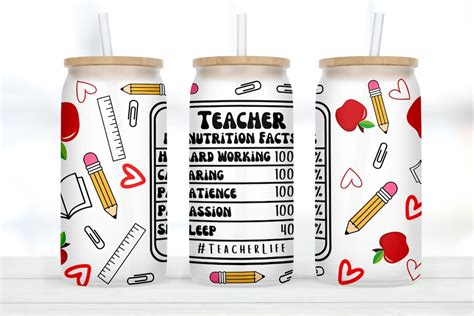 Teacher Glass Cup Teacher Iced Coffee Cup Teacher Glass Can With Lid