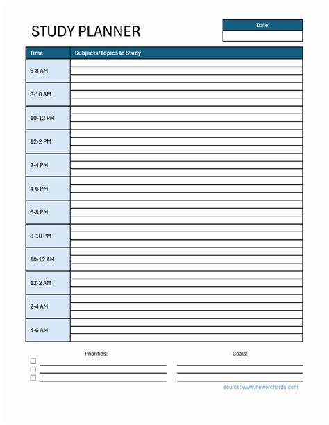 Free Excel Study Planner Templates
