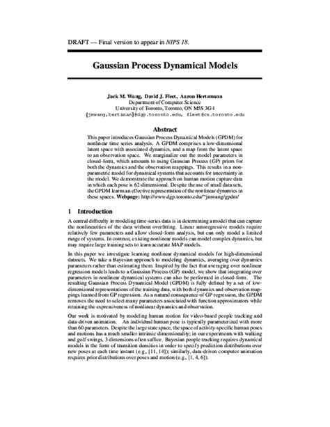 pdf gaussian process dynamical models