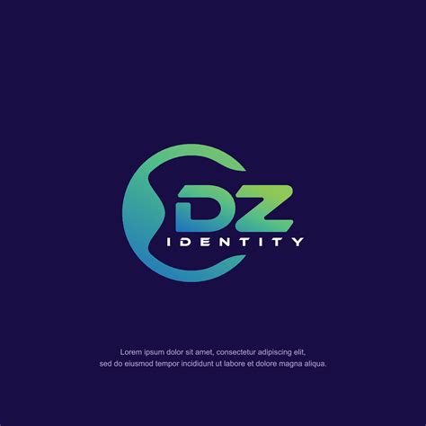 vector de plantilla de logotipo de línea circular de letra inicial dz con mezcla de color