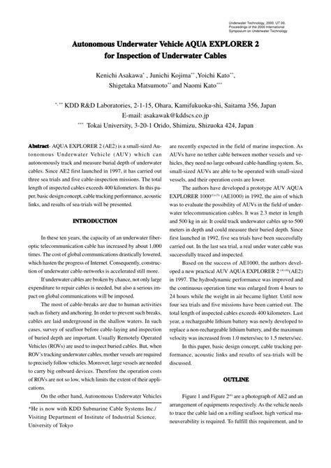 PDF Autonomous Underwater Vehicle AQUA EXPLORER 2 For Inspection Of Underwater Cables
