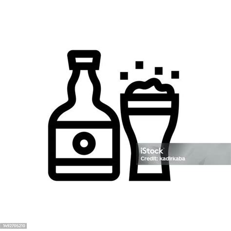 맥주 라인 아이콘 디자인 픽셀 완벽 편집 가능한 스트로크 로고 기호 기호 주류 레스토랑 Ale에 대한 스톡 벡터 아트 및 기타