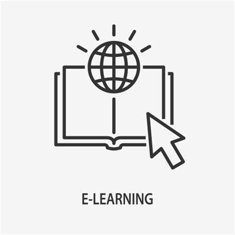 E Learning Line Icon On White Background Vector Image