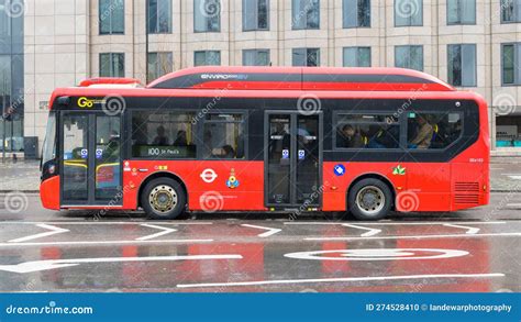 London Central Single Decker Battery Electric Red Bus BYD ADL Enviro200EV Editorial Image