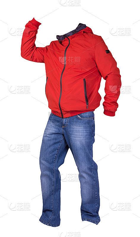 男人的夹克和牛仔裤孤立在白色背景