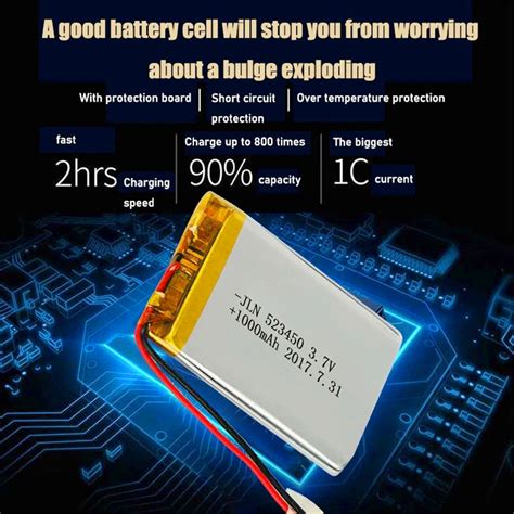 1000mah 37v 폴리머 리튬 충전식 Li Ion Lipo 배터리 Gps Dvd Mp3 Mp5 Led 용