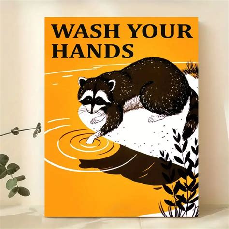 Canvas Poster Wash Hands Poster Raccoon Poster Wall Art Temu
