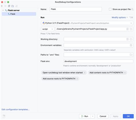 Rundebug Configuration Flask Server Pycharm Documentation