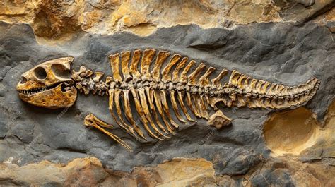 Detailed Closeup Of Fossilized Vertebrate Skeleton Revealing Intricate