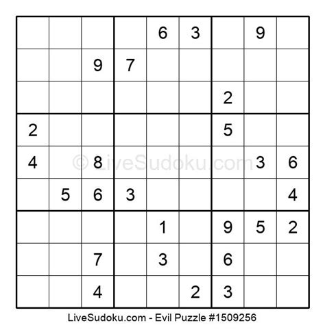 Evil Sudoku Online 1509256 Live Sudoku