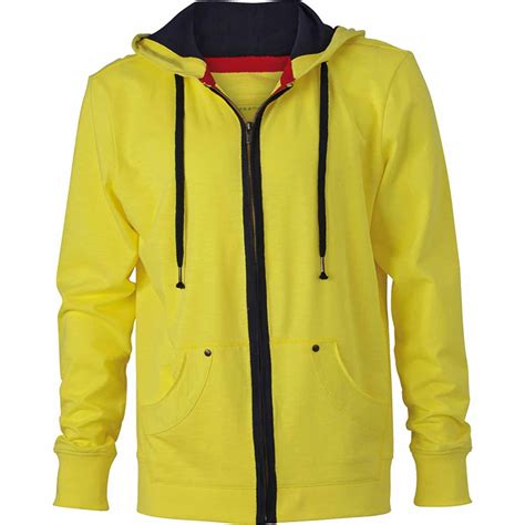Sweat Zippé à Capuche Homme Jn982 Jaune Urban