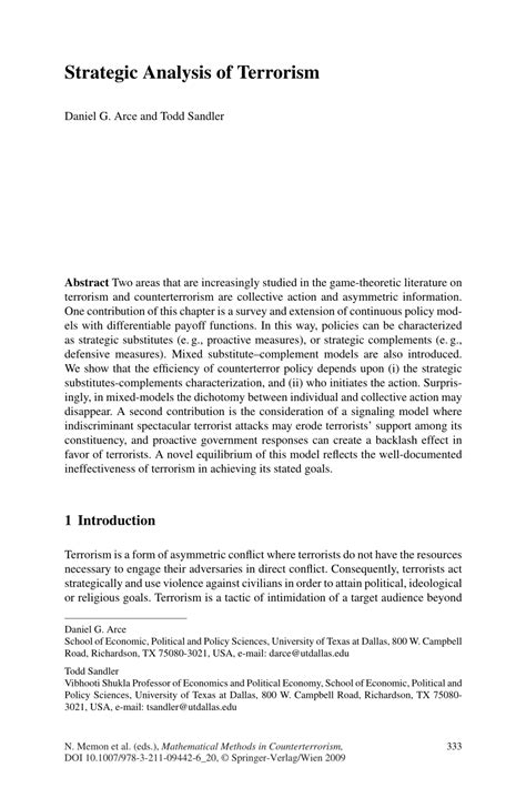 Pdf Strategic Analysis Of Terrorism