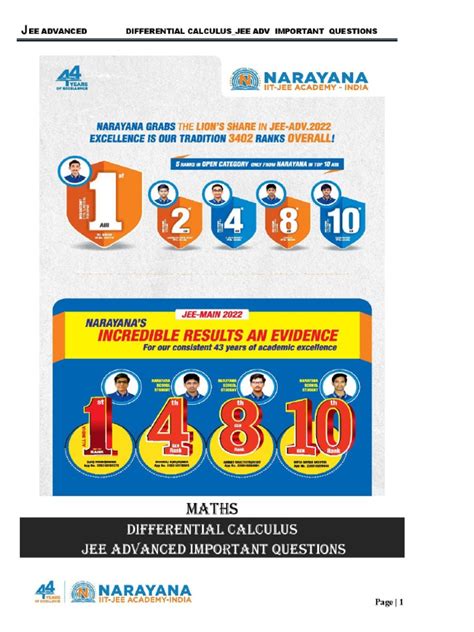 Differential Calculus Jee Advanced Important Questions Pdf