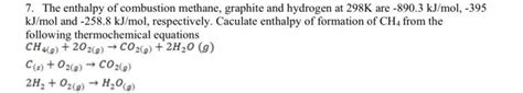 Solved 7 The Enthalpy Of Combustion Methane Graphite And