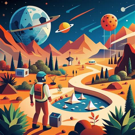 Lets Explore The World Vector Illustration Flat 2 Premium Ai