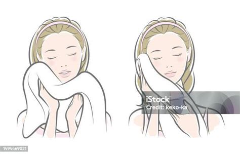 스킨 케어를하는 여성의 벡터 일러스트레이션 사람 얼굴에 대한 스톡 벡터 아트 및 기타 이미지 사람 얼굴 수건 건조한