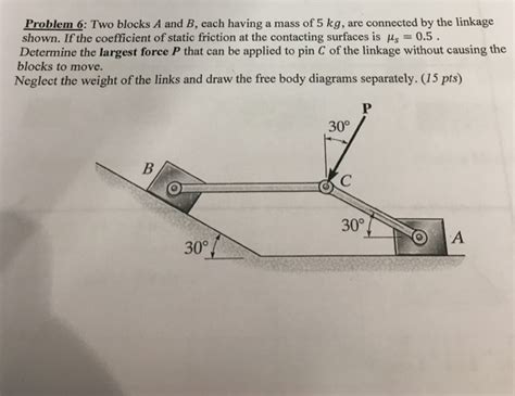 Solved Problem 6 Two Blocks A And B Cach Having A Mass Of Chegg Com