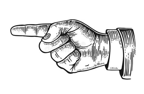 Pointage Du Doigt Illustration De Gravure Vintage Noire Vectorielle