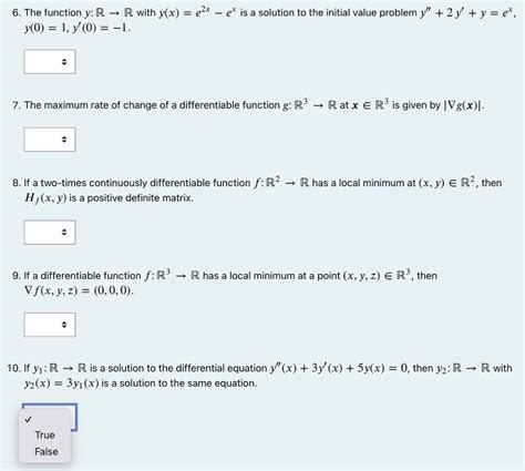 solved 6 the function y r→r with y x e2x−ex is a solution