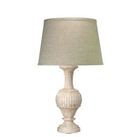 Plain White Large Carved Bone Table Lamp W Classic Open Cone Shade