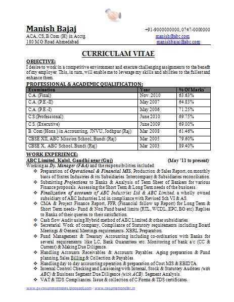 Over 10000 Cv And Resume Samples With Free Download Ca Professional