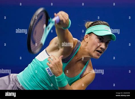 Danka Kovinic Of Montenegro Serves To Serena Williams Of The United