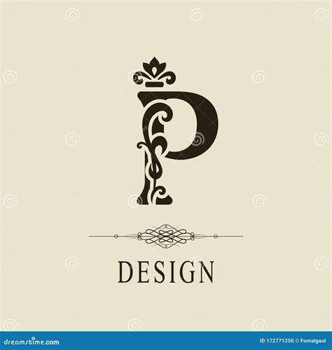 Elegant Capital Letter P Graceful Royal Style Calligraphic Beautiful