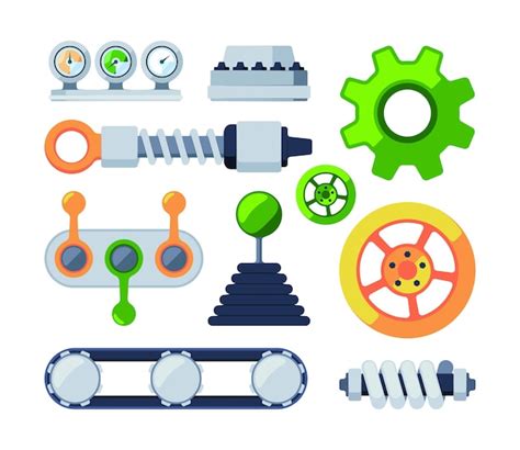 Premium Vector Robotic Mechanism Mechanical Parts Machine Equipments Gears Buttons Machinery