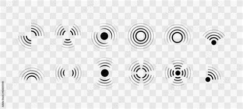 Round Wave Icon Collection Sound Waves Vibration Signs Sonar Or