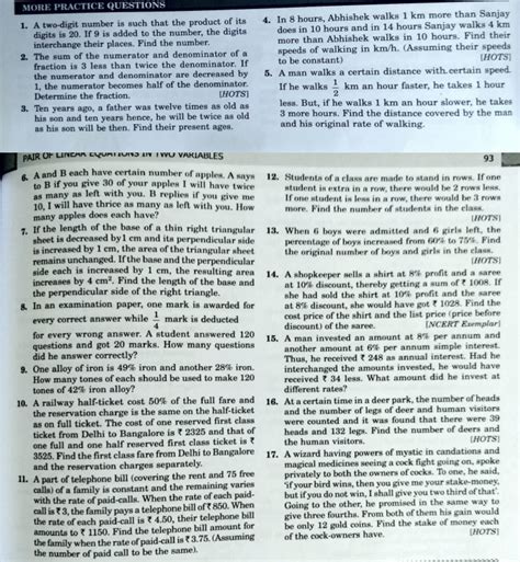 Chapter 3 Pairs Of Linear Equations In Two Variables Pdf