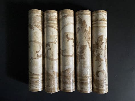 5 Unopened Beige Architectural Acanthus Leaf Scroll Sunworthy Microban