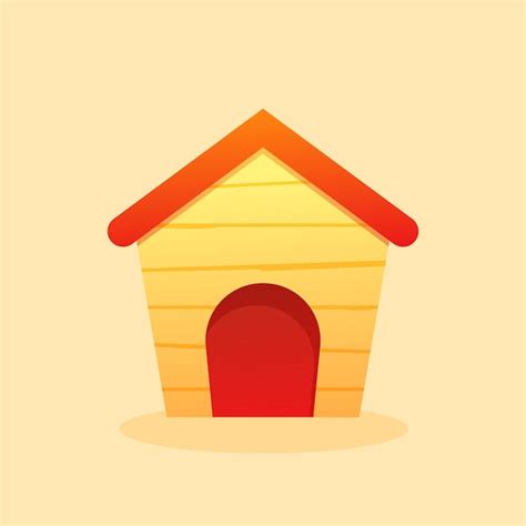 밝은 배경에 고립 된 만화 다채로운 개 집 프리미엄 벡터