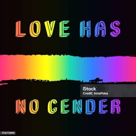 무지개 색 텍스트 사랑은 성별이 없다 Lgbt 자부심 달 디자인 개념 슬로건 포스터 벡터 그림입니다 Lgbt 프라이드의 달에