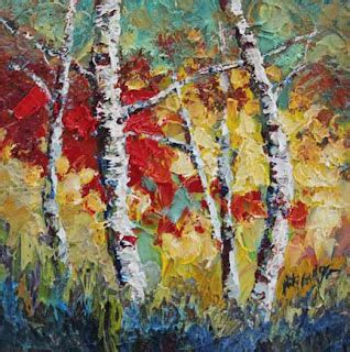 Niki Gulley New 12 X 12 Palette Knife Aspen Tree Painting By