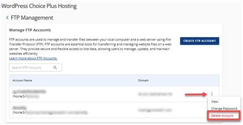 Create And Manage FTP Accounts For Your Website