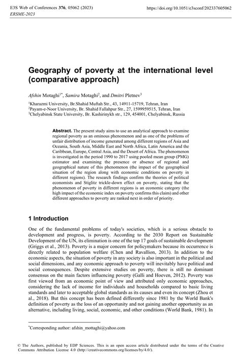Pdf Geography Of Poverty At The International Level Comparative