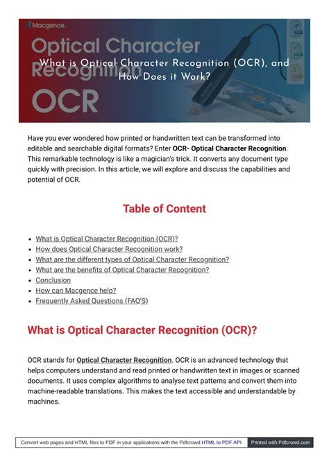 Ppt Understand About The Optical Character Recognition Macgence Powerpoint Presentation Id