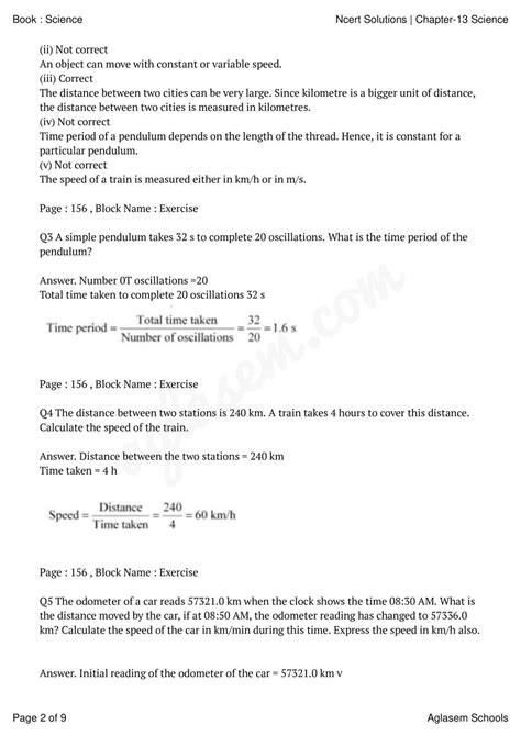 NCERT Solutions 2025 Class 7 Science Chapter 9 Motion And Time