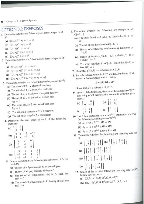 Exercises Subspaces In Linear Algebra Studocu