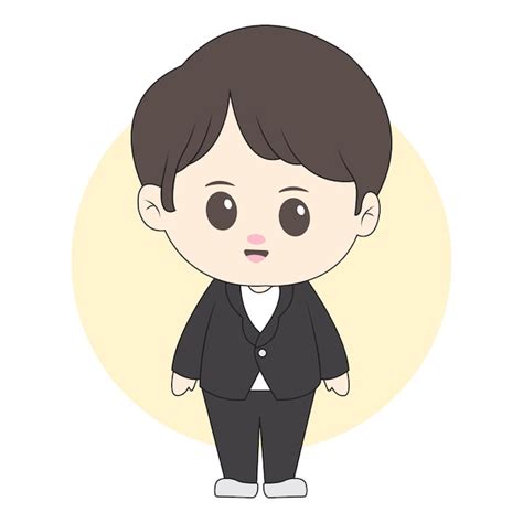로고에 대한 꼬마 소년 비즈니스 마스코트 프리미엄 벡터
