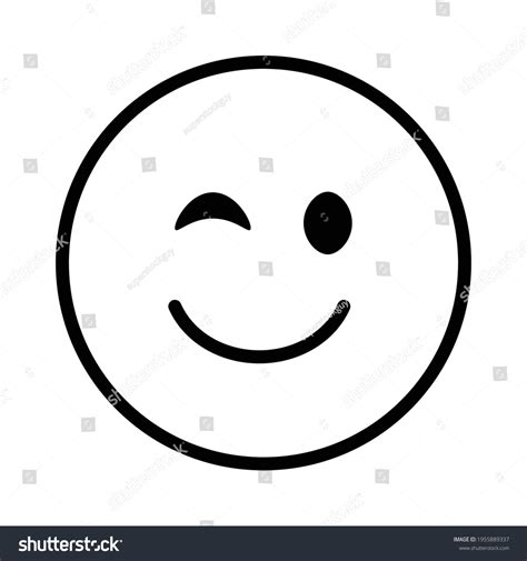 Cute Solid Line Social Media Winking Stock Vector Royalty Free