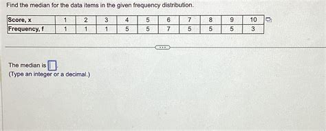 Solved Find The Median For The Data Items In The Given